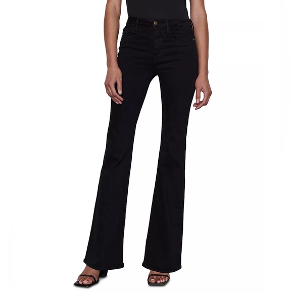 Frame Denim | Jeans | Frame Le One Flare High Rise Jeans Black Size ...